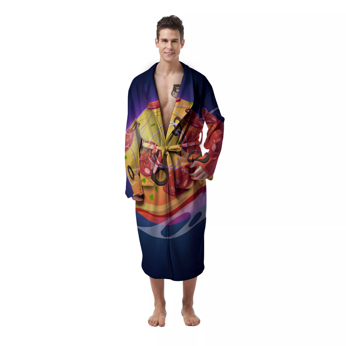 Pizza Planet Print Men's Robe