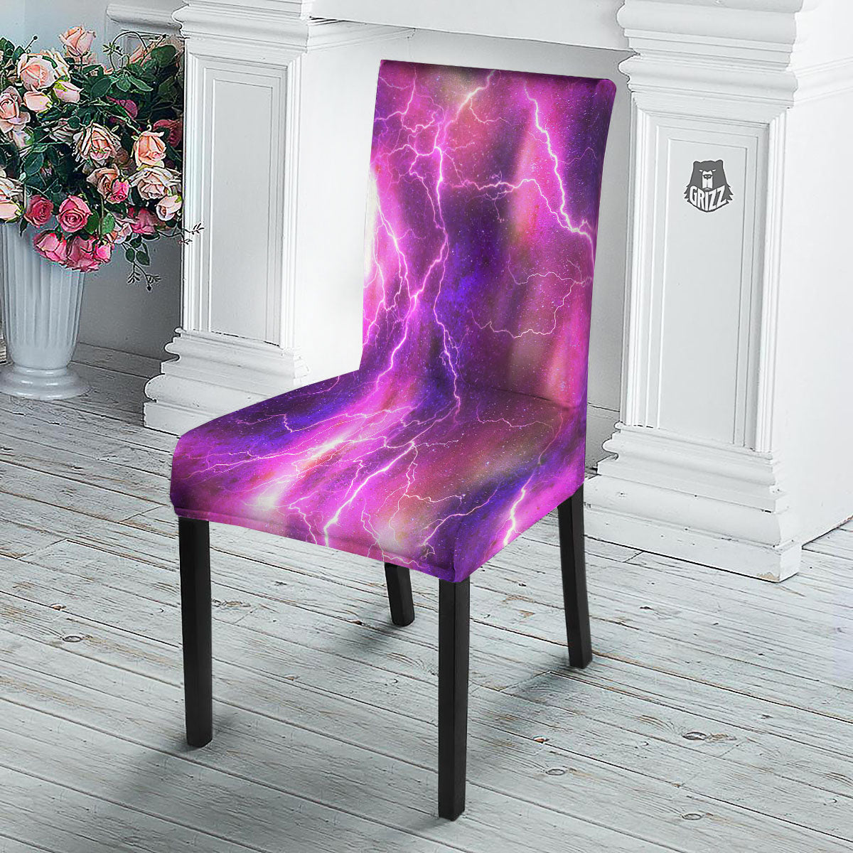 Plasma Lightning Print Dining Chair Slipcover