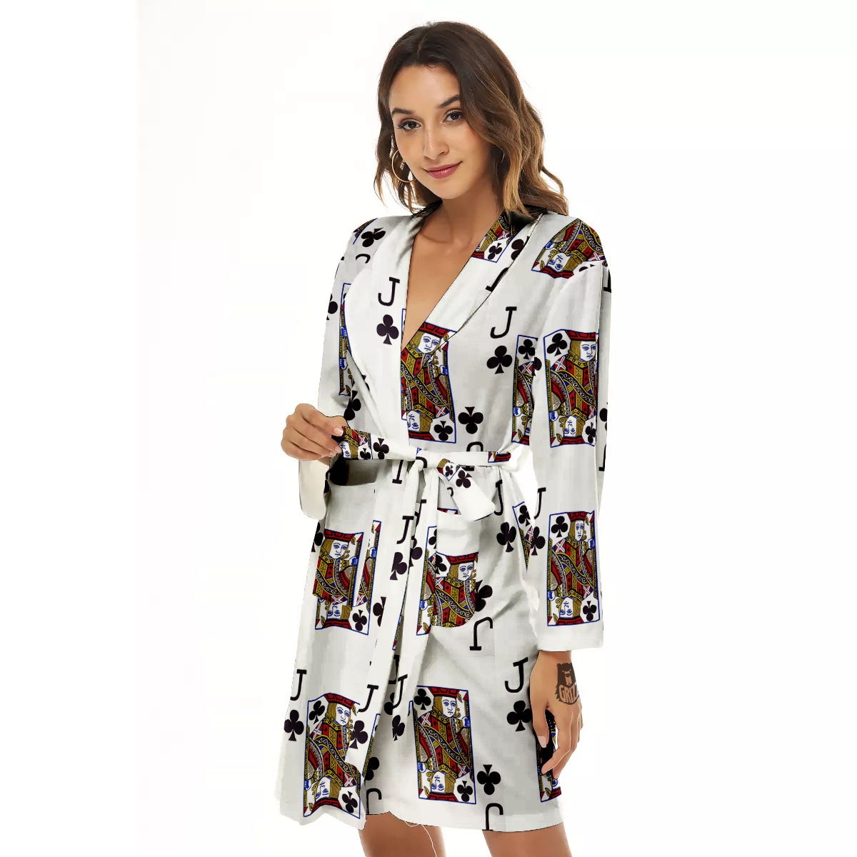 Playing Card Jack Of Clubs Print Pattern Women's Robe
