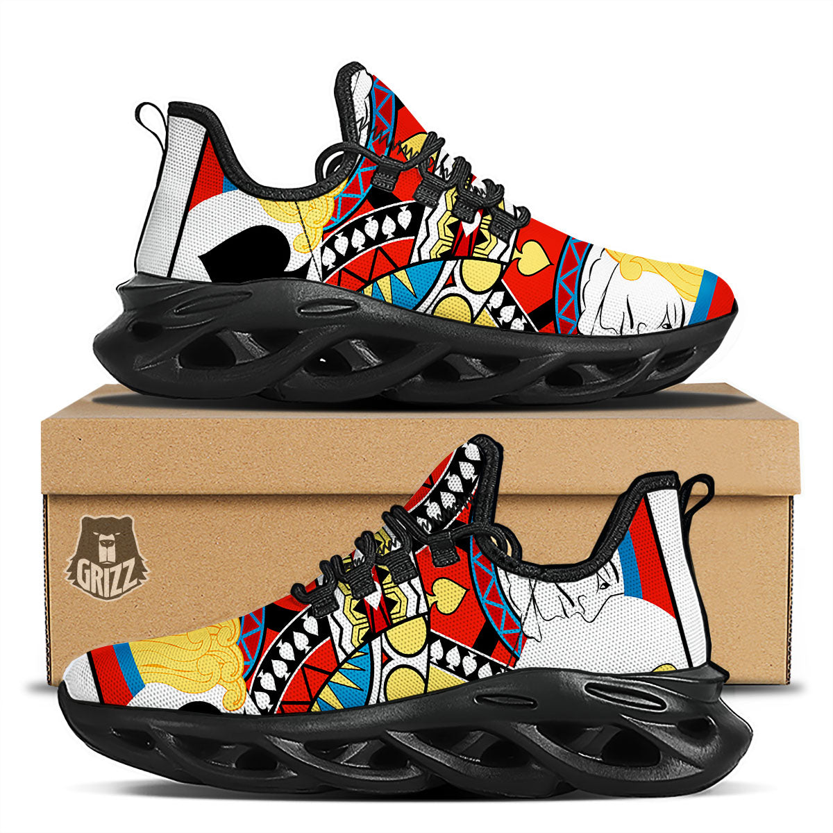 Playing Card Jack Of Spades Print Black Running Shoes