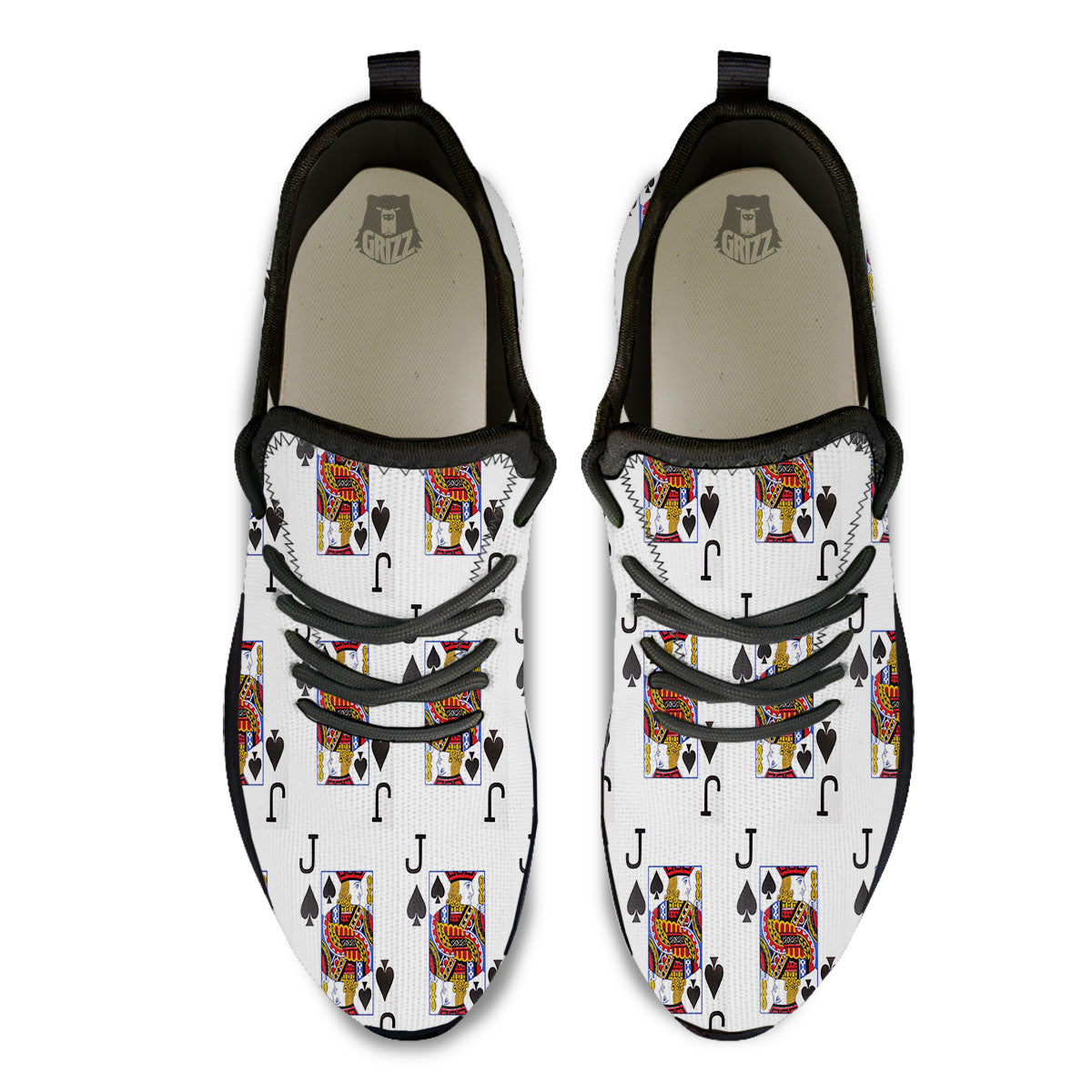 Playing Card Jack Of Spades Print Pattern Black Athletic Shoes ...