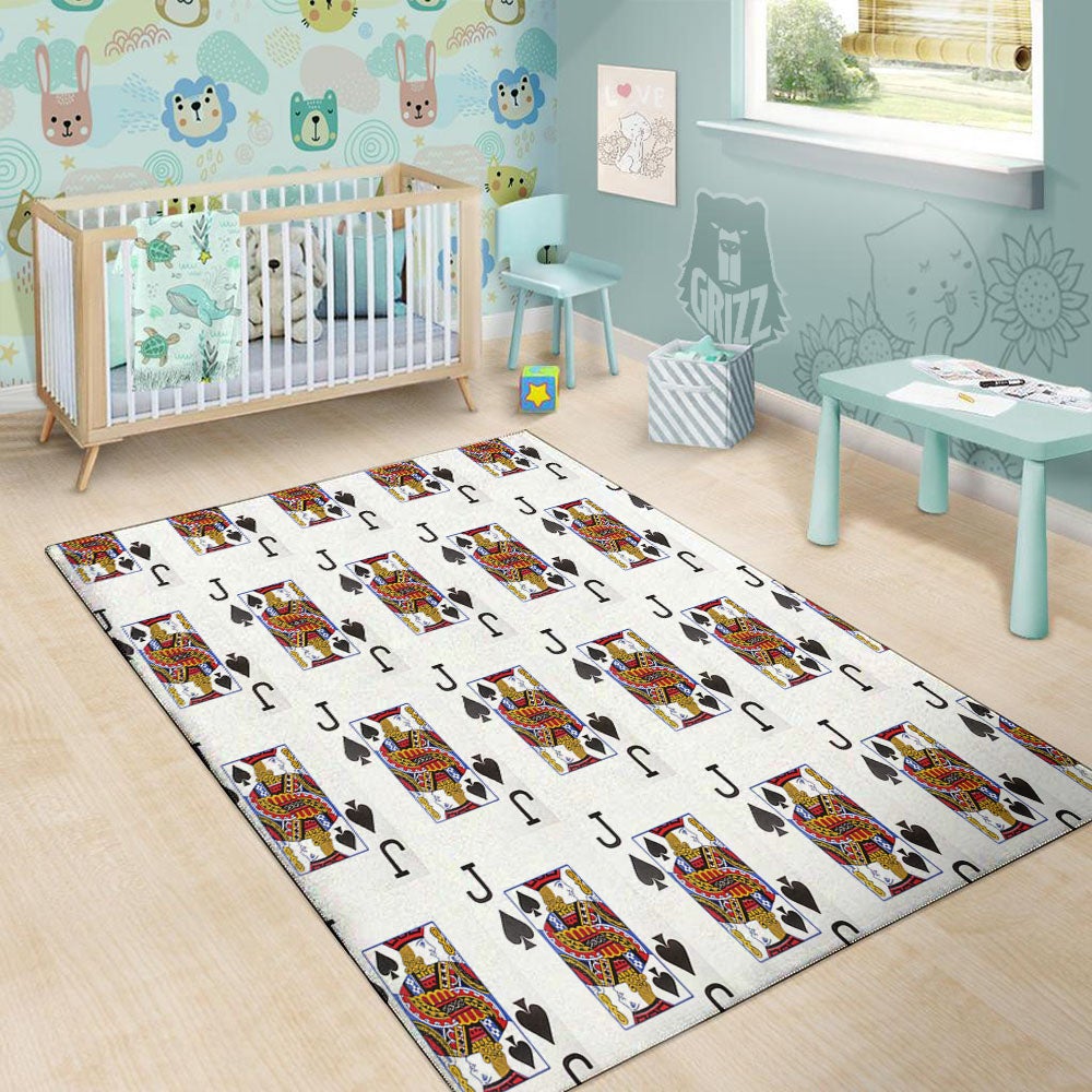 Playing Card Jack Of Spades Print Pattern Floor Mat