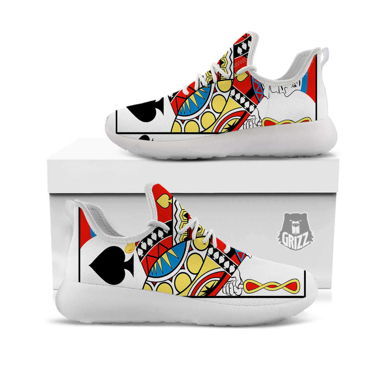 Playing Card Jack Of Spades Print White Athletic Shoes