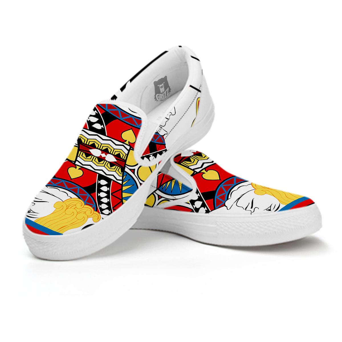 Playing Card Jack Of Spades Print White Slip On Shoes