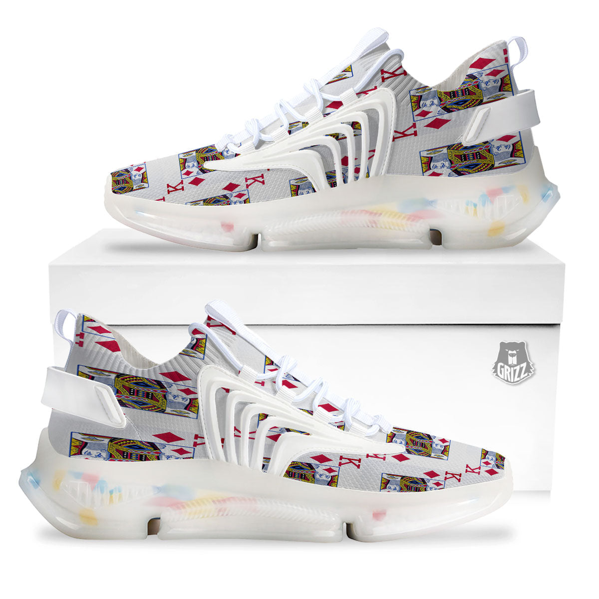 Playing Card King Of Diamonds Print Pattern White Gym Shoes