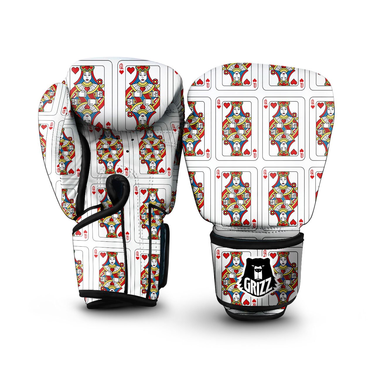 Playing Card Queen Of Hearts Print Pattern Boxing Gloves