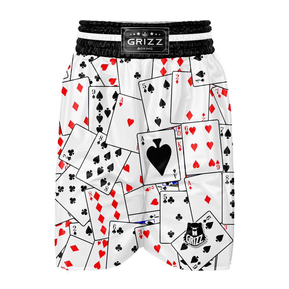 Playing Card Suits Black And Red Print Boxing Shorts