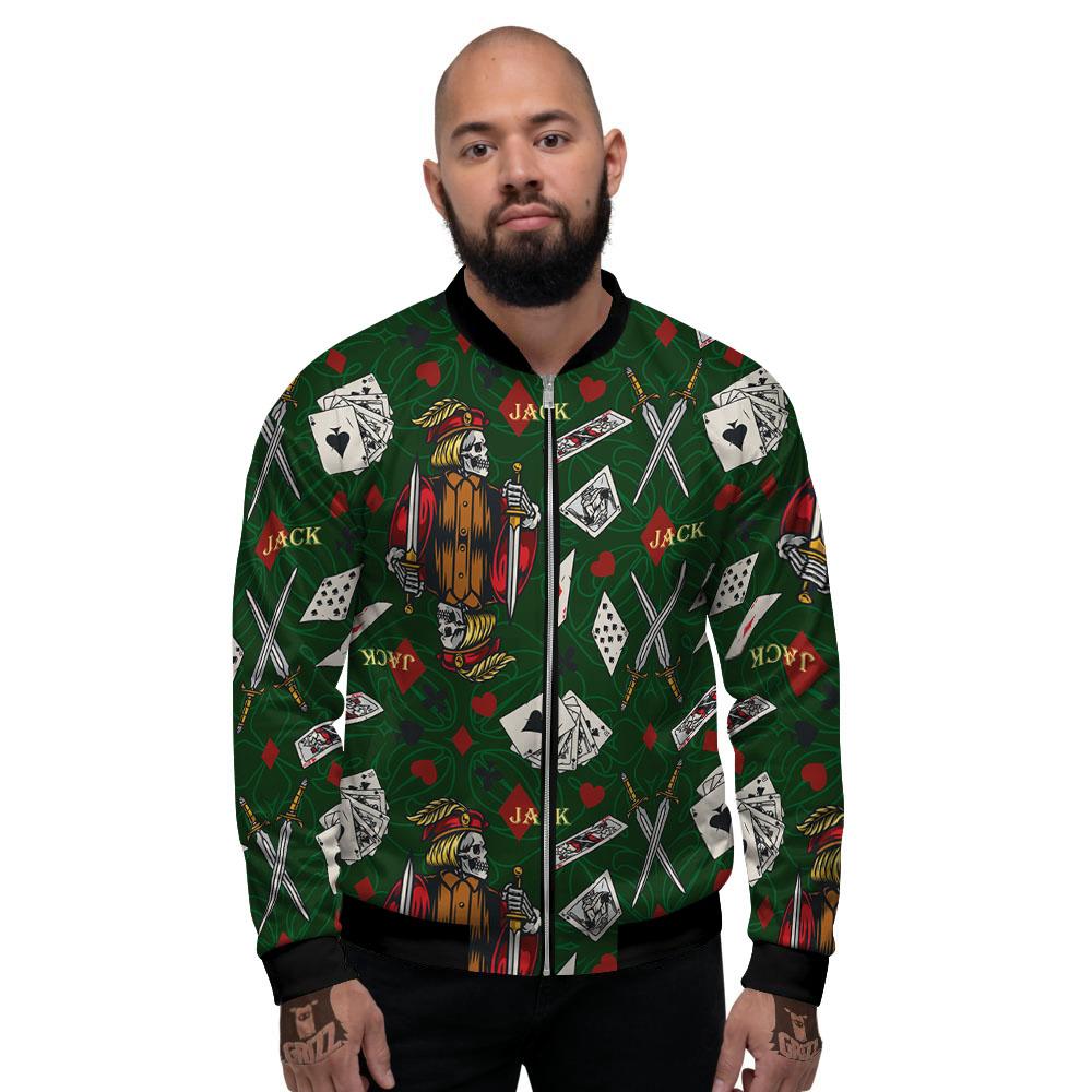 Playing Card Suits Poker Print Pattern Men's Bomber Jacket