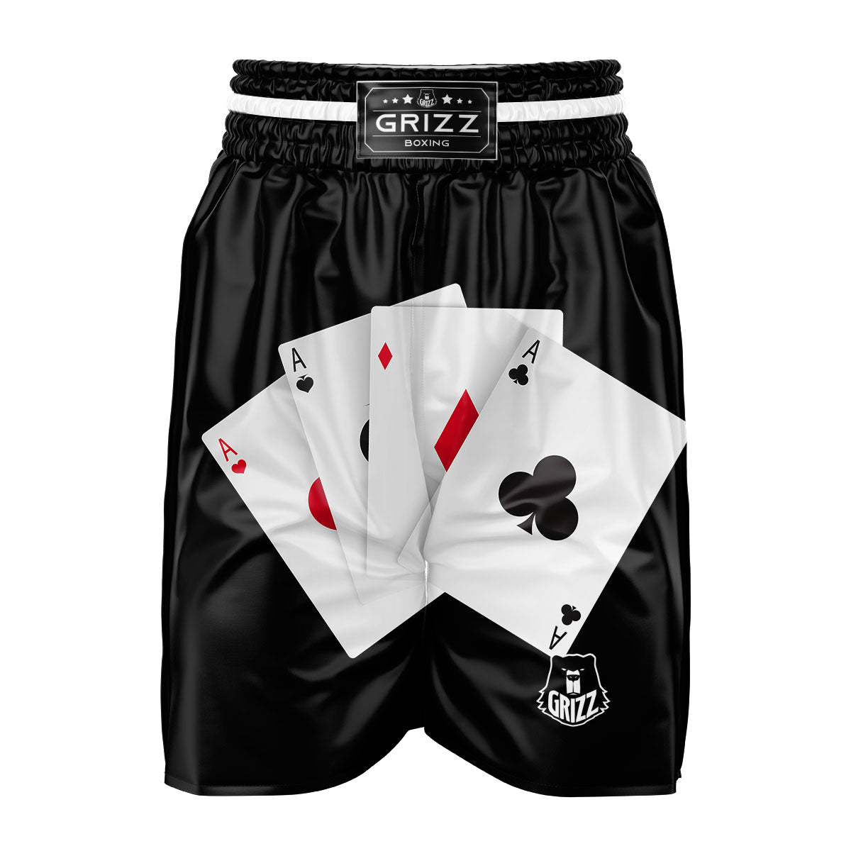 Playing Card Suits White And Black Print Boxing Shorts