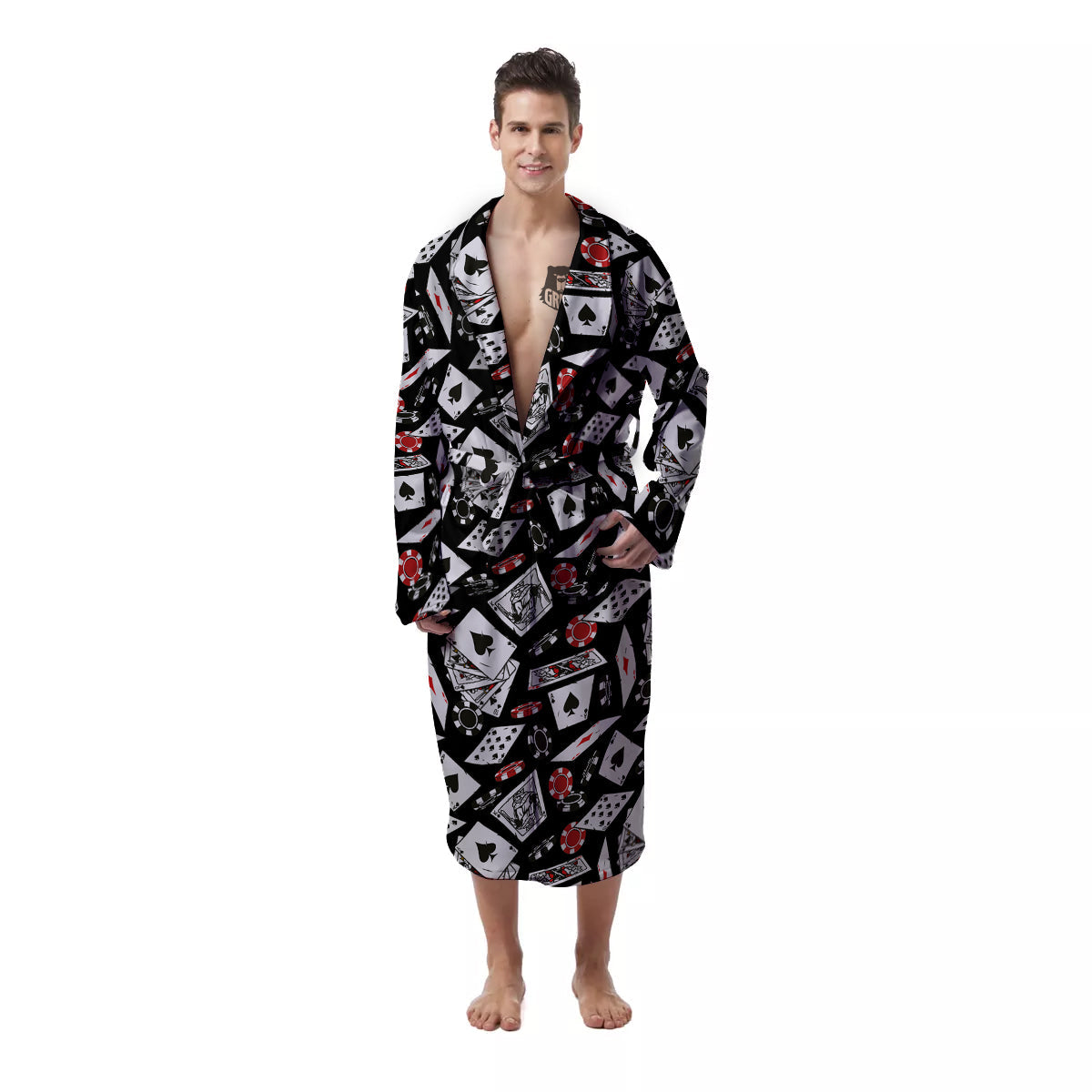 Playing Cards Ace Print Pattern Men's Robe