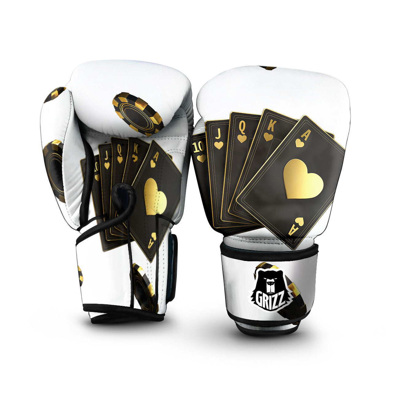 Poker Cards Print Boxing Gloves