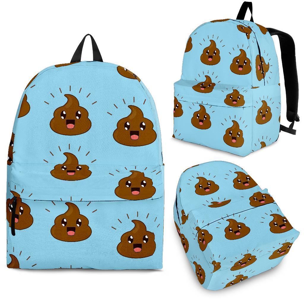 Poop Emoji Print Pattern Backpack