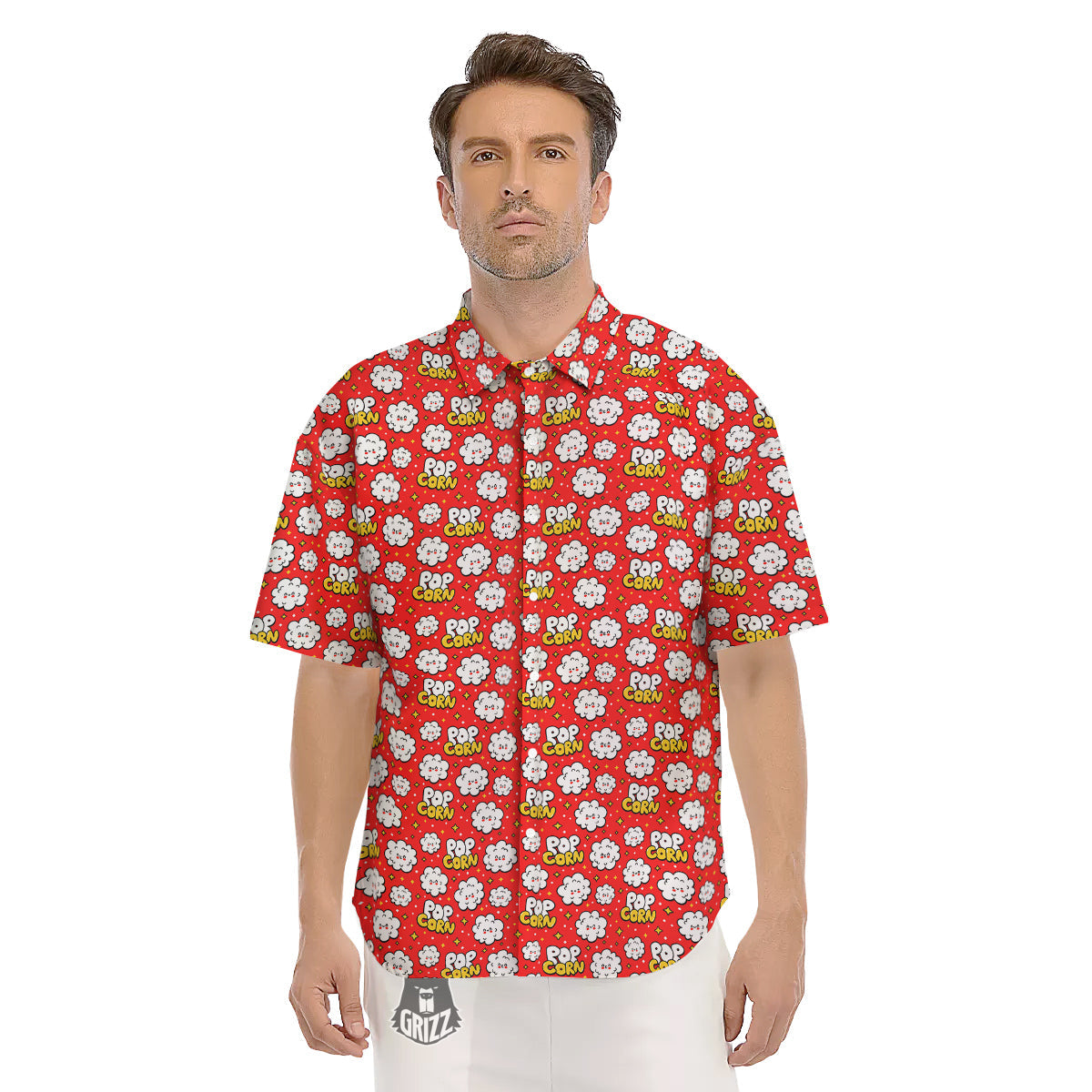 Popcorn Cute Print Pattern Men's Short Sleeve Shirts