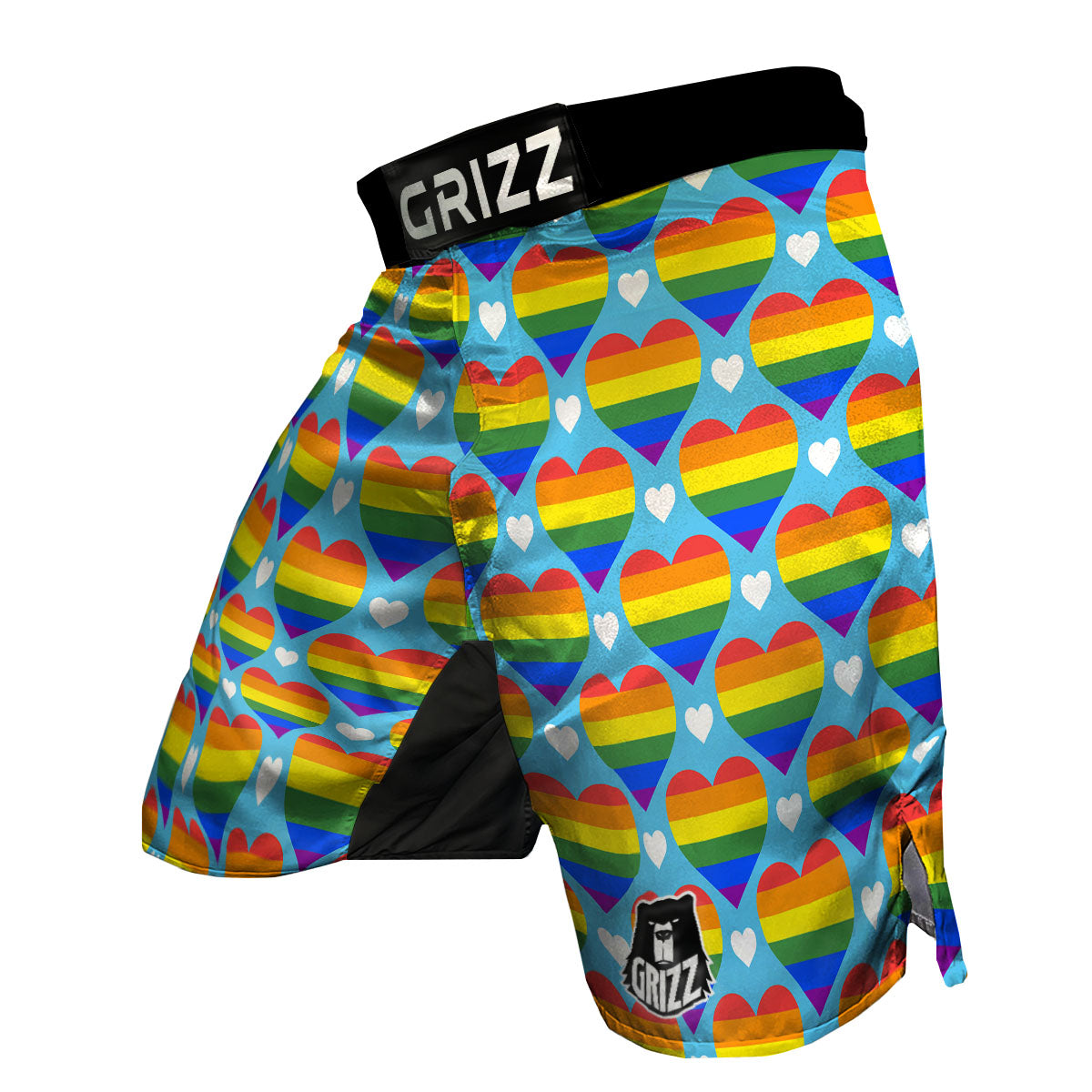 Pride Heart Rainbow LGBT Print Pattern MMA Shorts