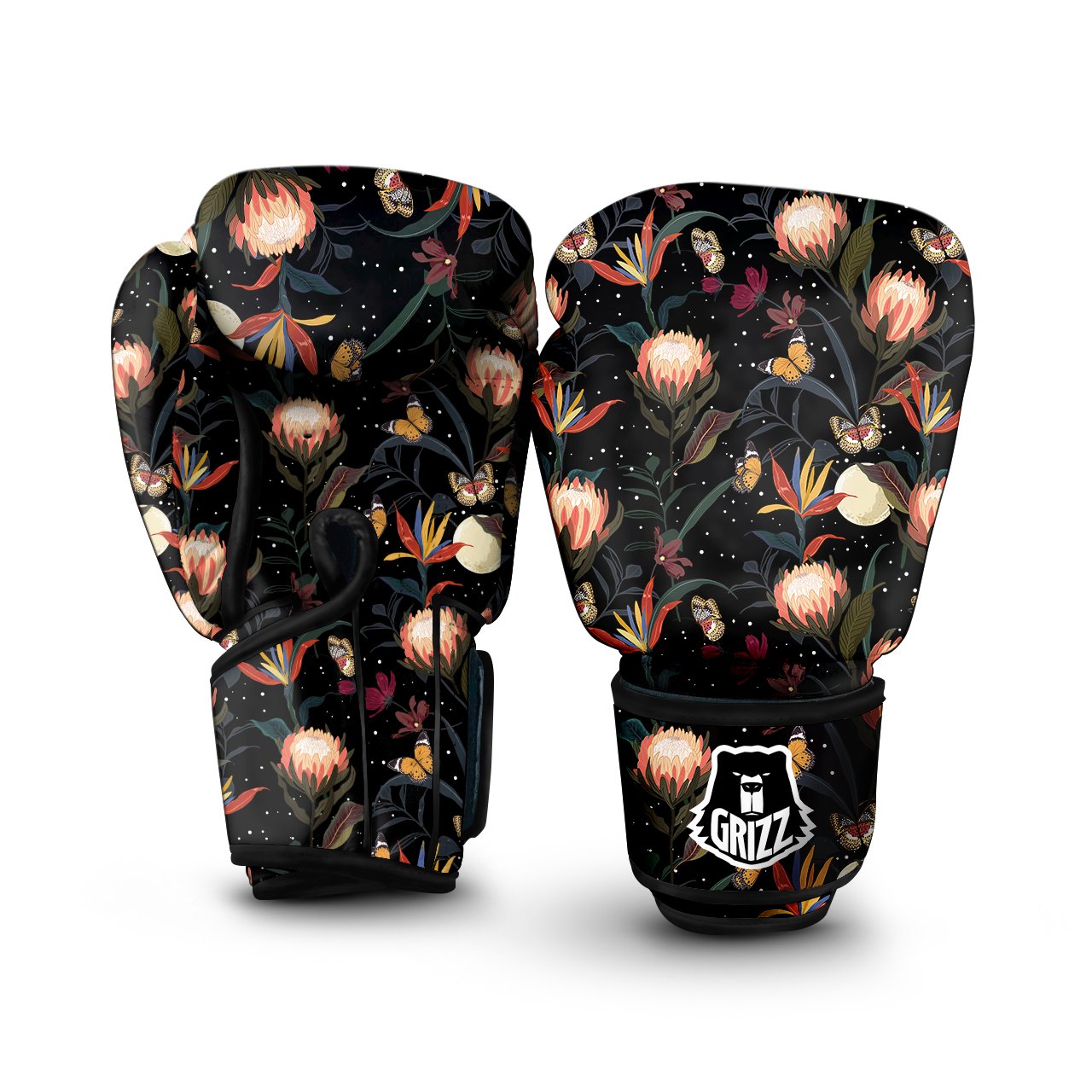 Protea Watercolor Print Pattern Boxing Gloves