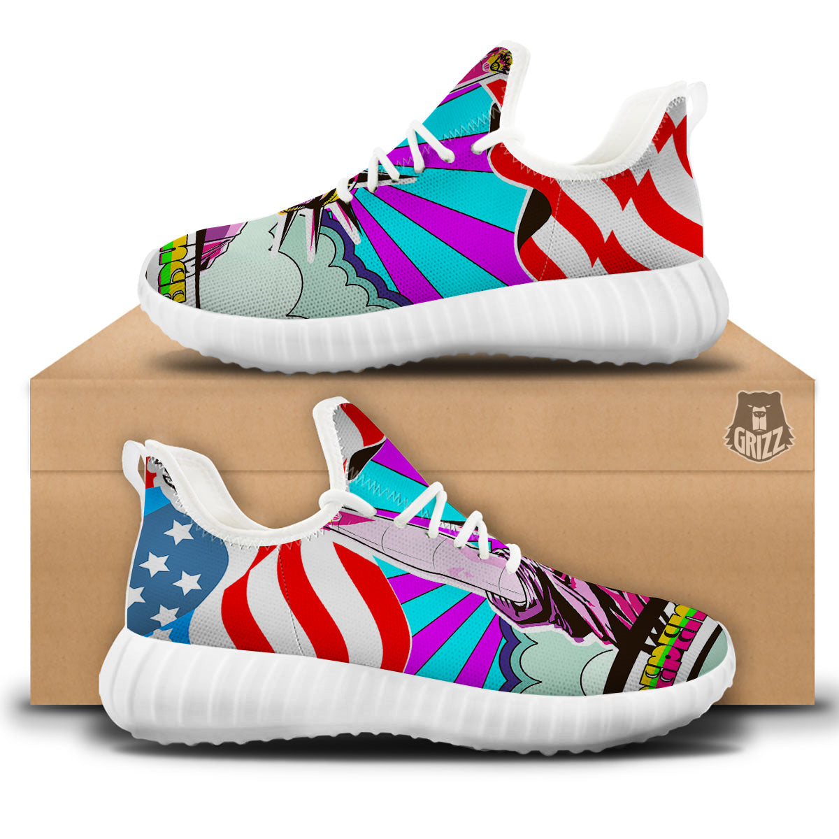 Psychedelic USA Statue of Liberty Independence Day Print White Walking