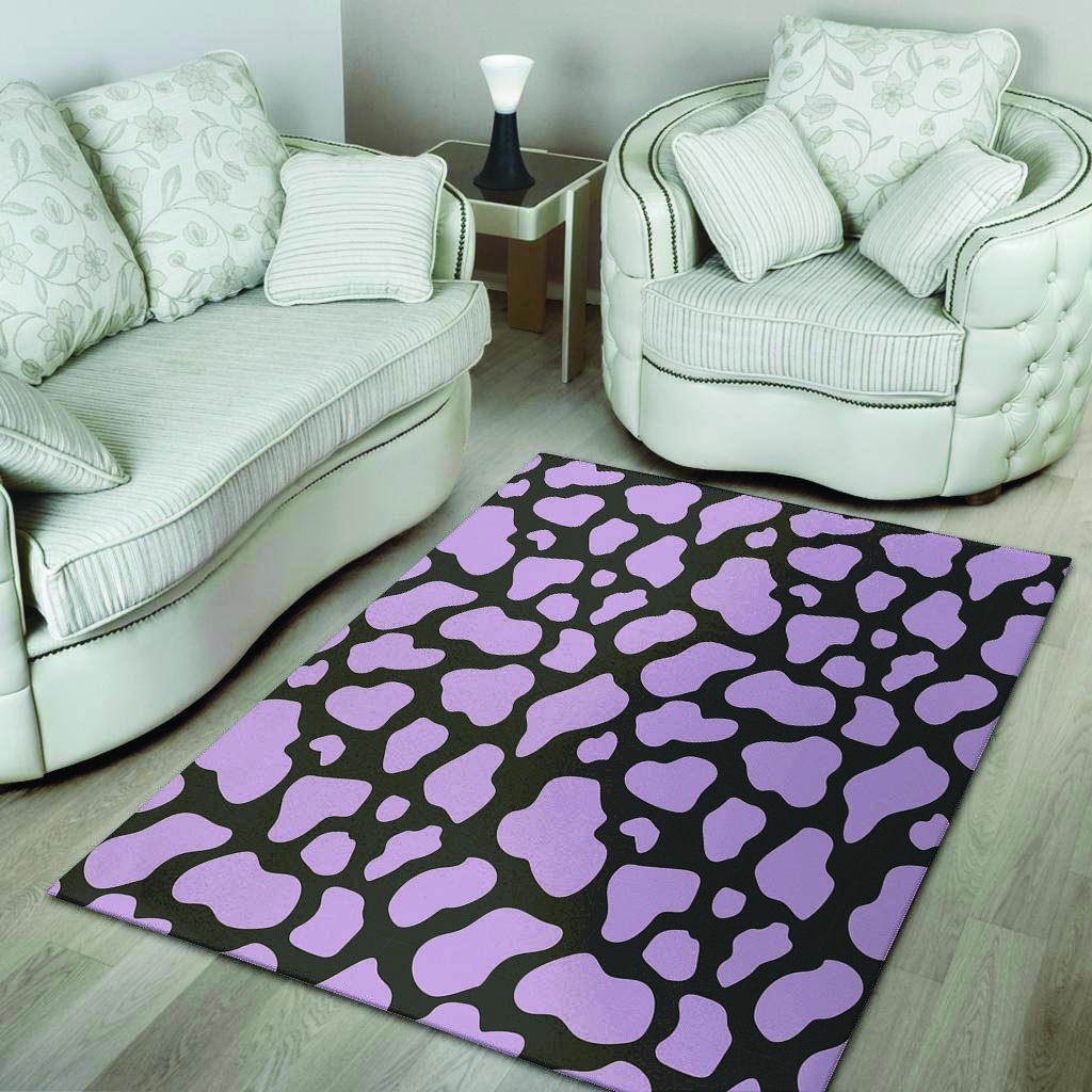 Purple And Black Cow Print Floor Mat