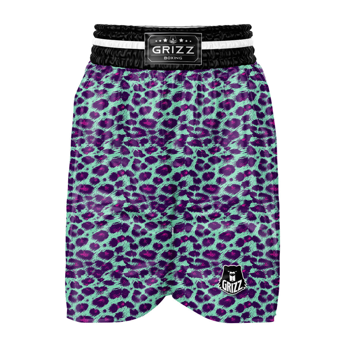 Purple And Blue Neon Leopard Print Boxing Shorts