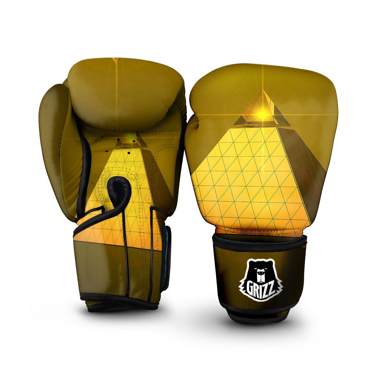Pyramid Golden Print Boxing Gloves