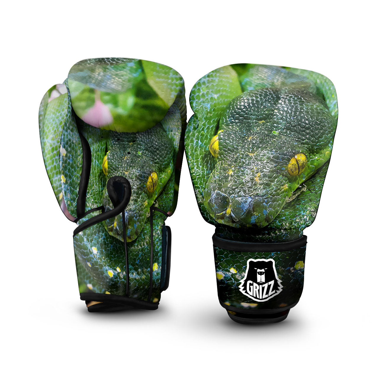 Python Snake Green Reticulated Print Boxing Gloves
