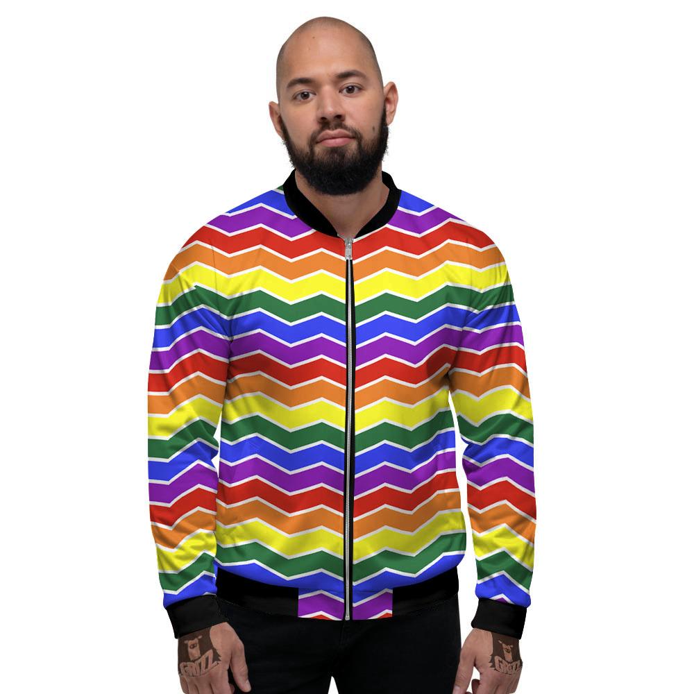 Rainbow Chevron LGBT Pride Print Pattern Men's Bomber Jacket