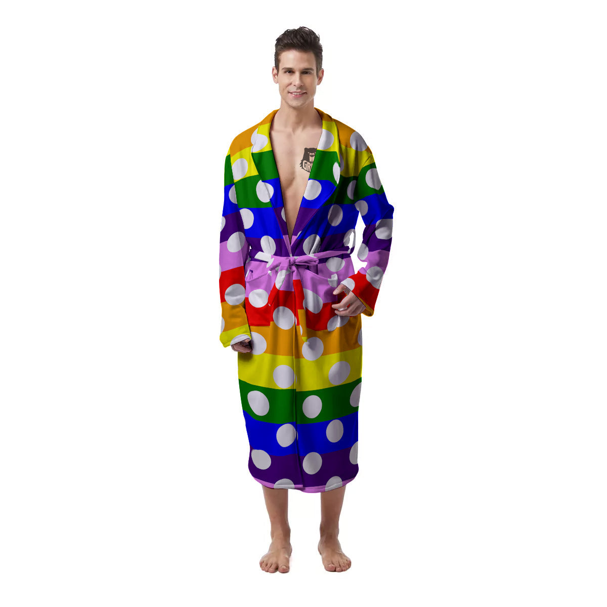 Rainbow Color LGBT Polka Dot Print Pattern Men's Robe