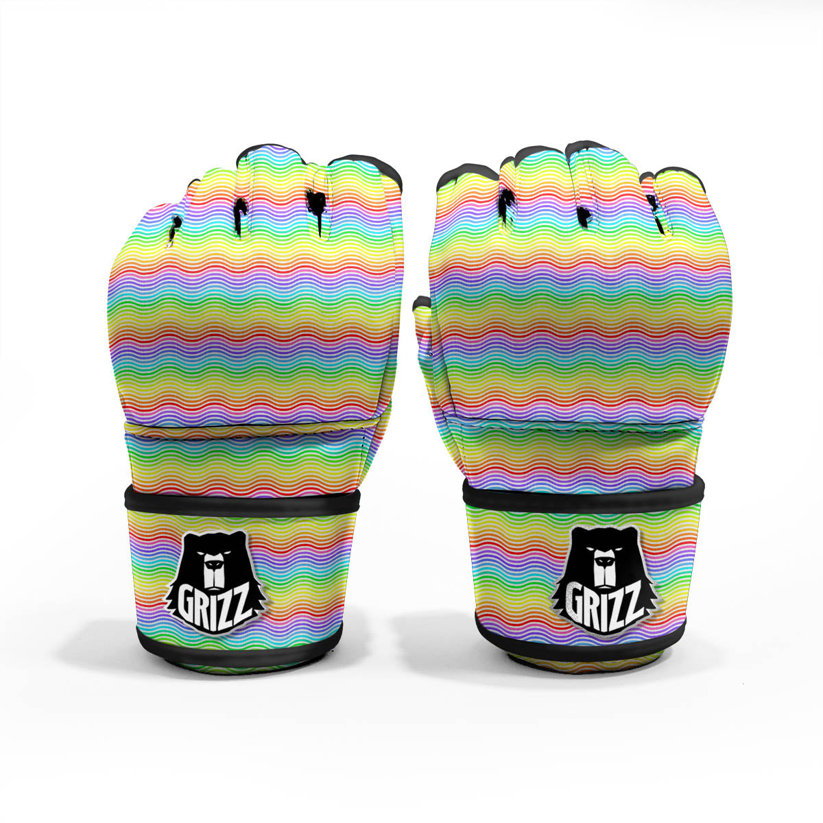 Rainbow Curved Print Pattern MMA Gloves