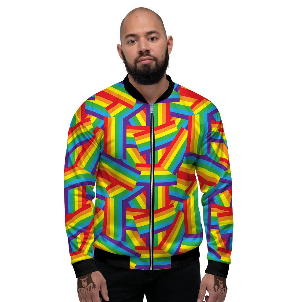 Rainbow Flag LGBT Pride Pattern Men's Bomber Jacket