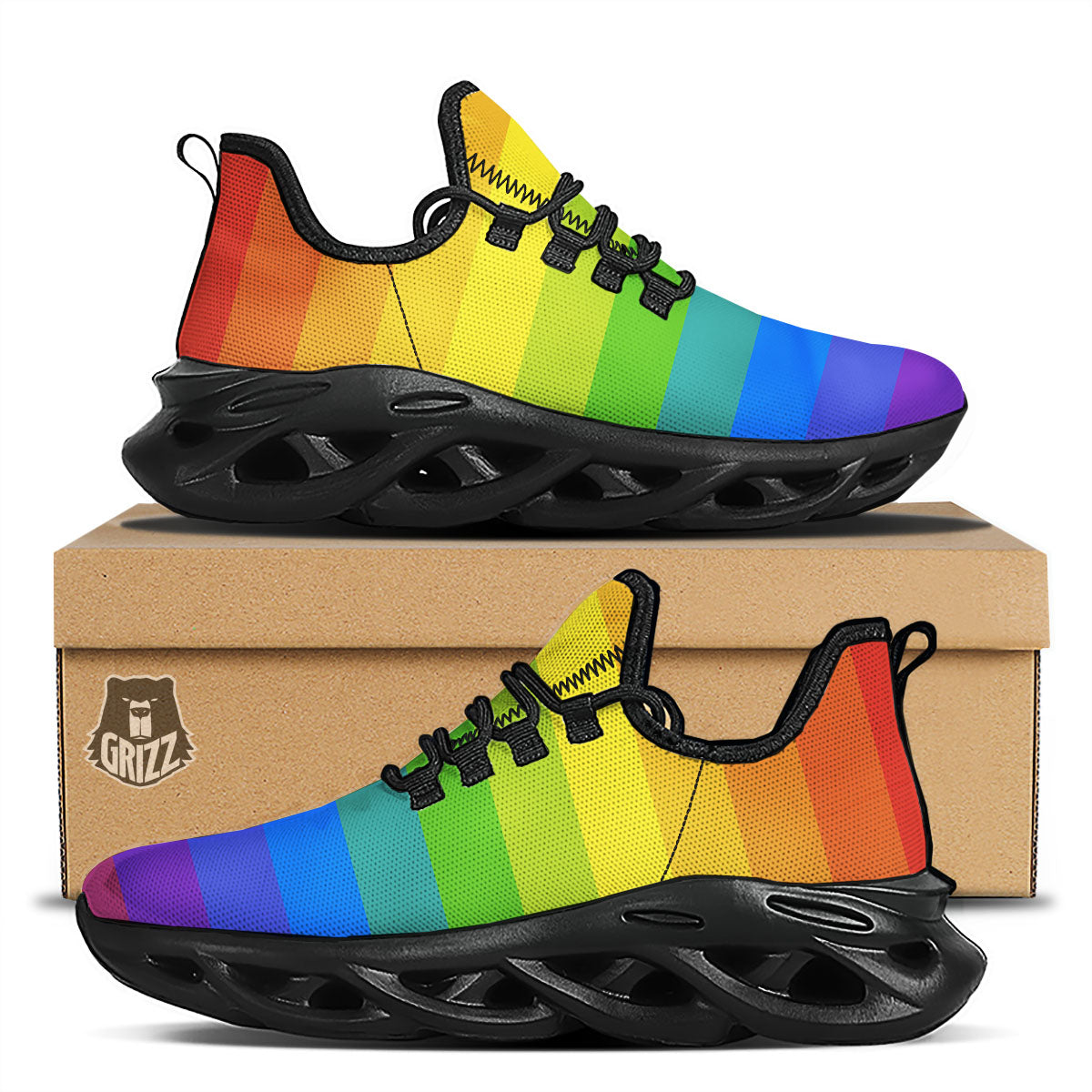 Rainbow Flag LGBT Pride Print Black Running Shoes