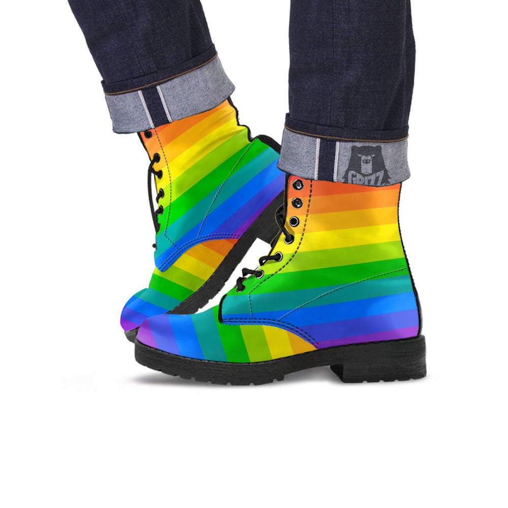 Rainbow Flag LGBT Pride Print Leather Boots