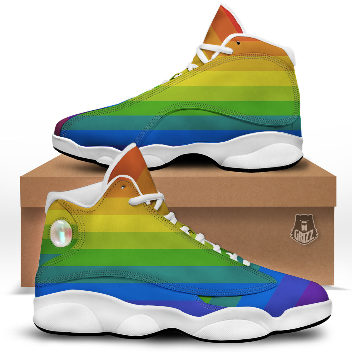 Rainbow Flag LGBT Pride Print White Basketball Shoes
