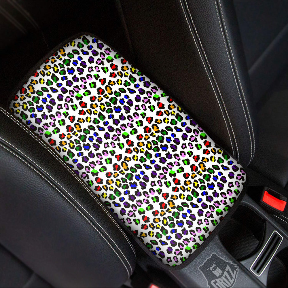 Rainbow LGBT Leopard Print Pattern Car Center Console Cover