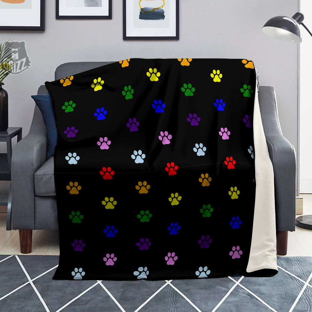 Rainbow Paw LGBT Print Pattern Paw Print Blanket
