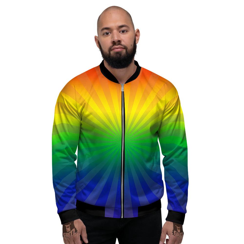 Rainbow Rays LGBT Pride Print Men's Bomber Jacket