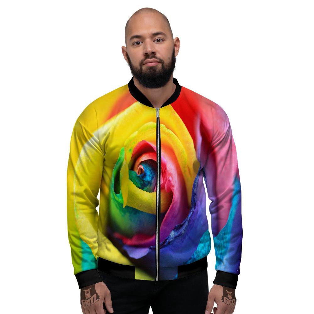 Rainbow Roses LGBT Pride Print Men's Bomber Jacket