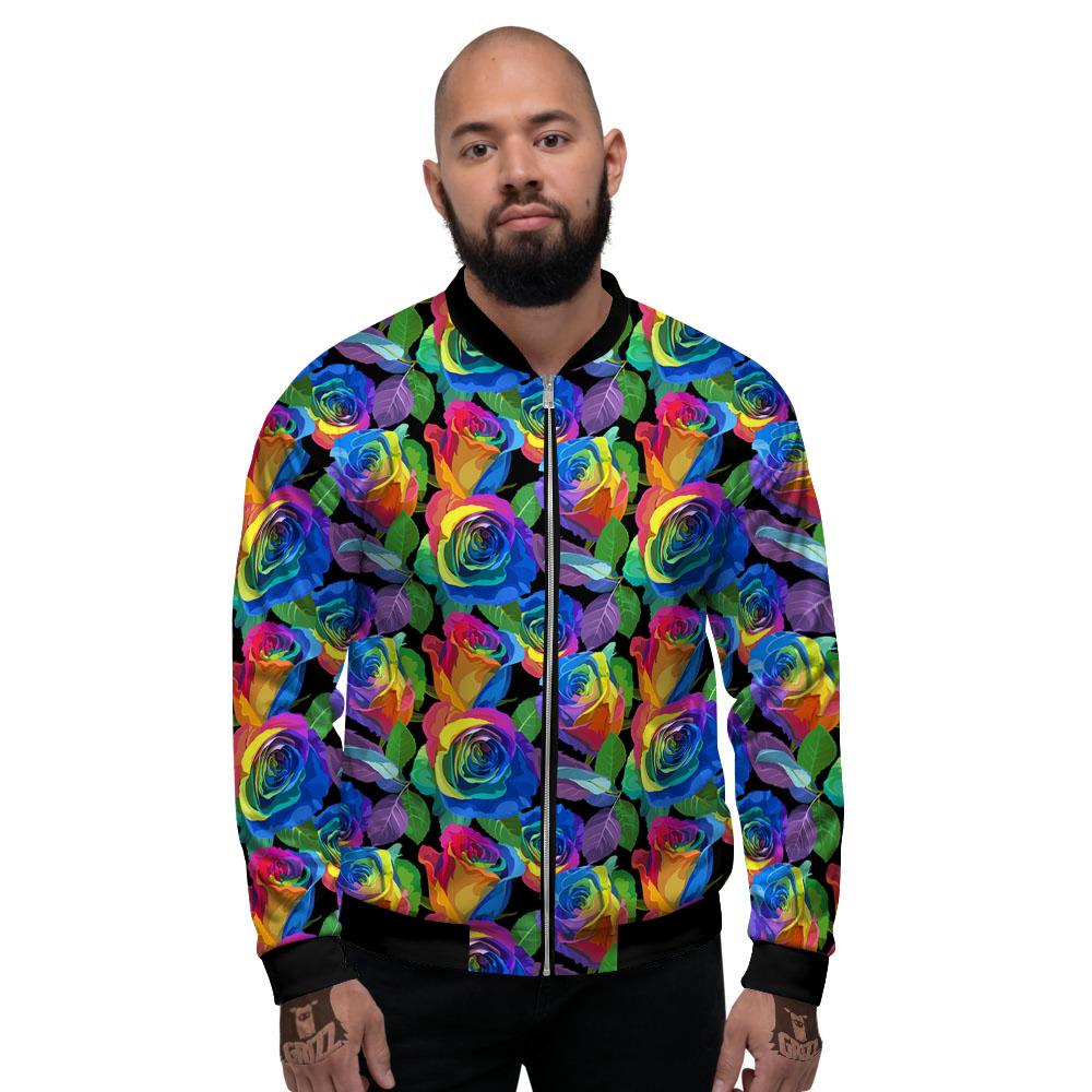 Rainbow Roses LGBT Pride Print Pattern Men's Bomber Jacket