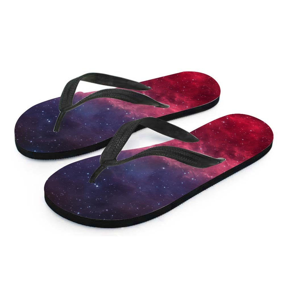 Red Cosmic Galaxy Space Women's Flip Flops