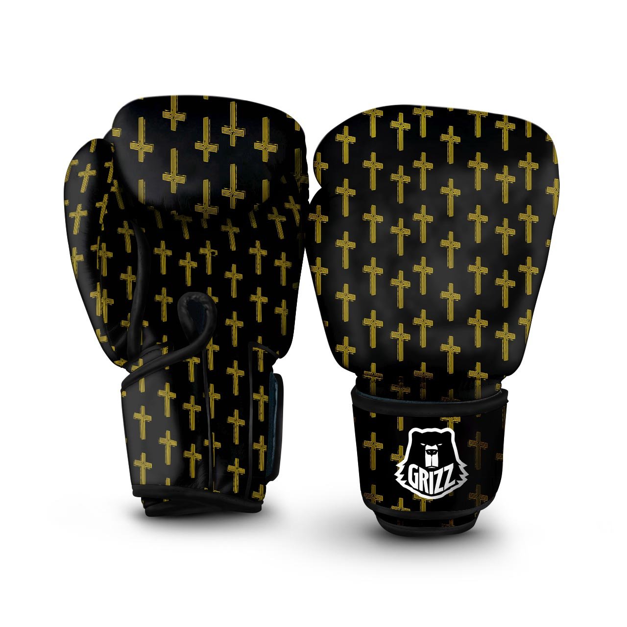 Religious Christian Cross Print Pattern Boxing Gloves