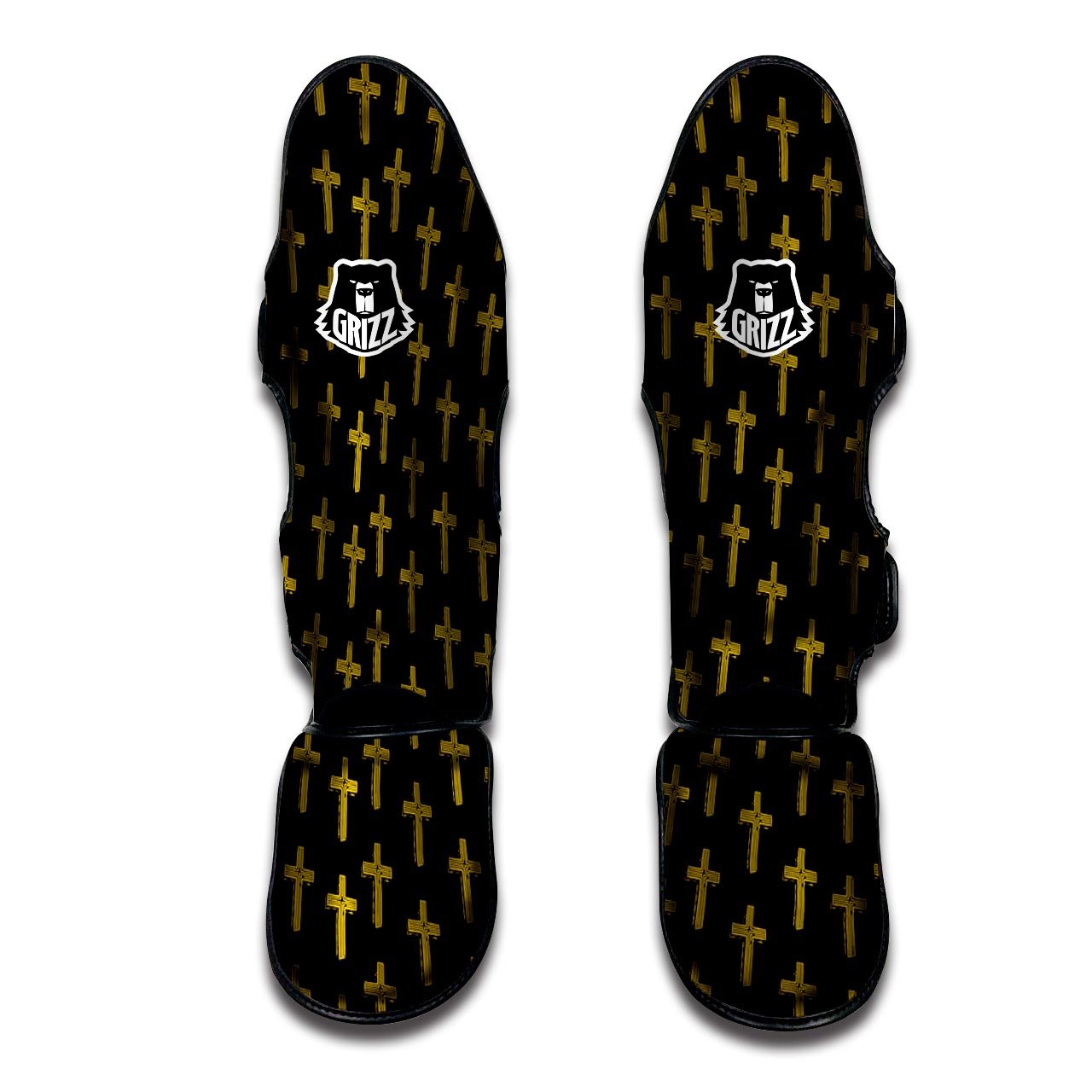 Religious Christian Cross Print Pattern Muay Thai Shin Guards