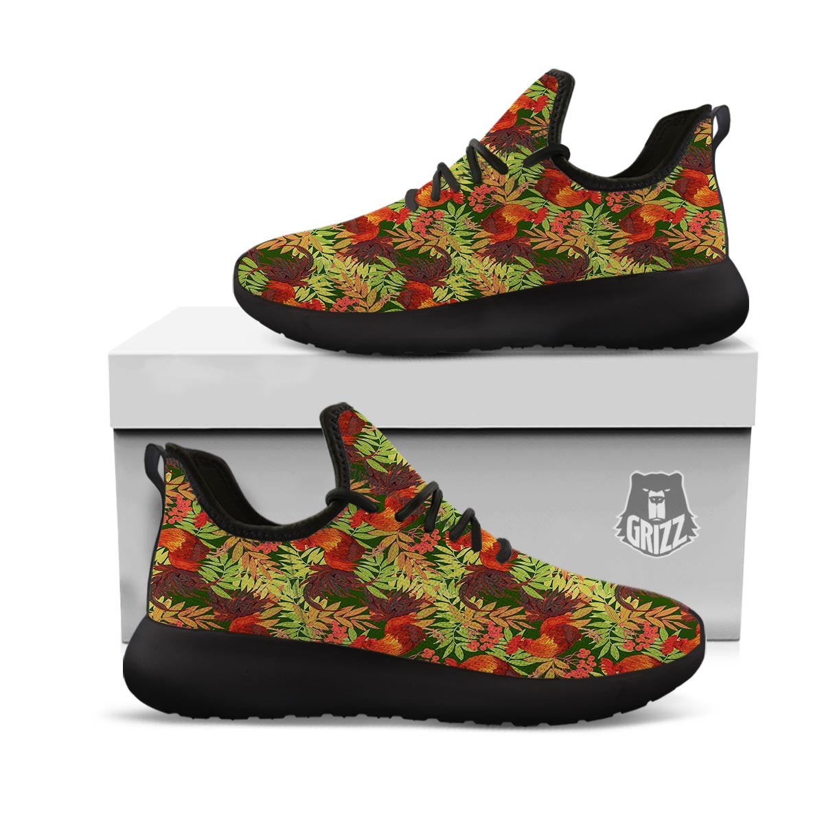 Rowan And Rooster Print Pattern Black Athletic Shoes