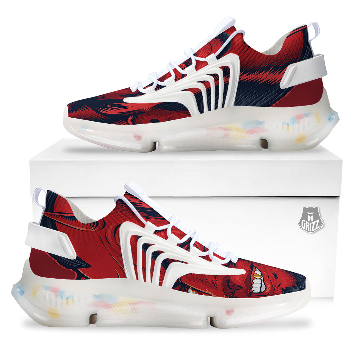Satan Red Devil Print White Gym Shoes