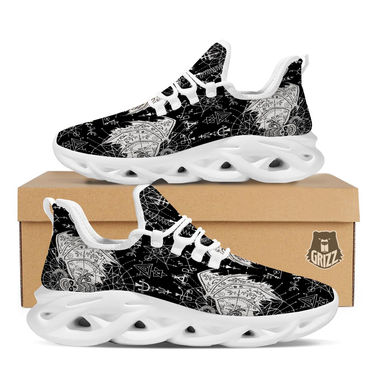 Satanic Demon Gothic Witch White Running Shoes