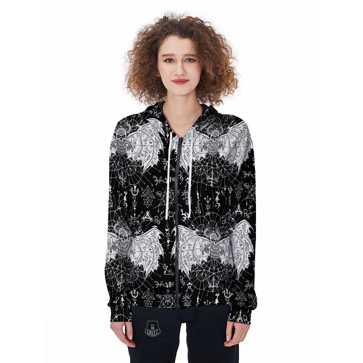 Satanic Demon Gothic Witch Women's Zip Up Hoodie