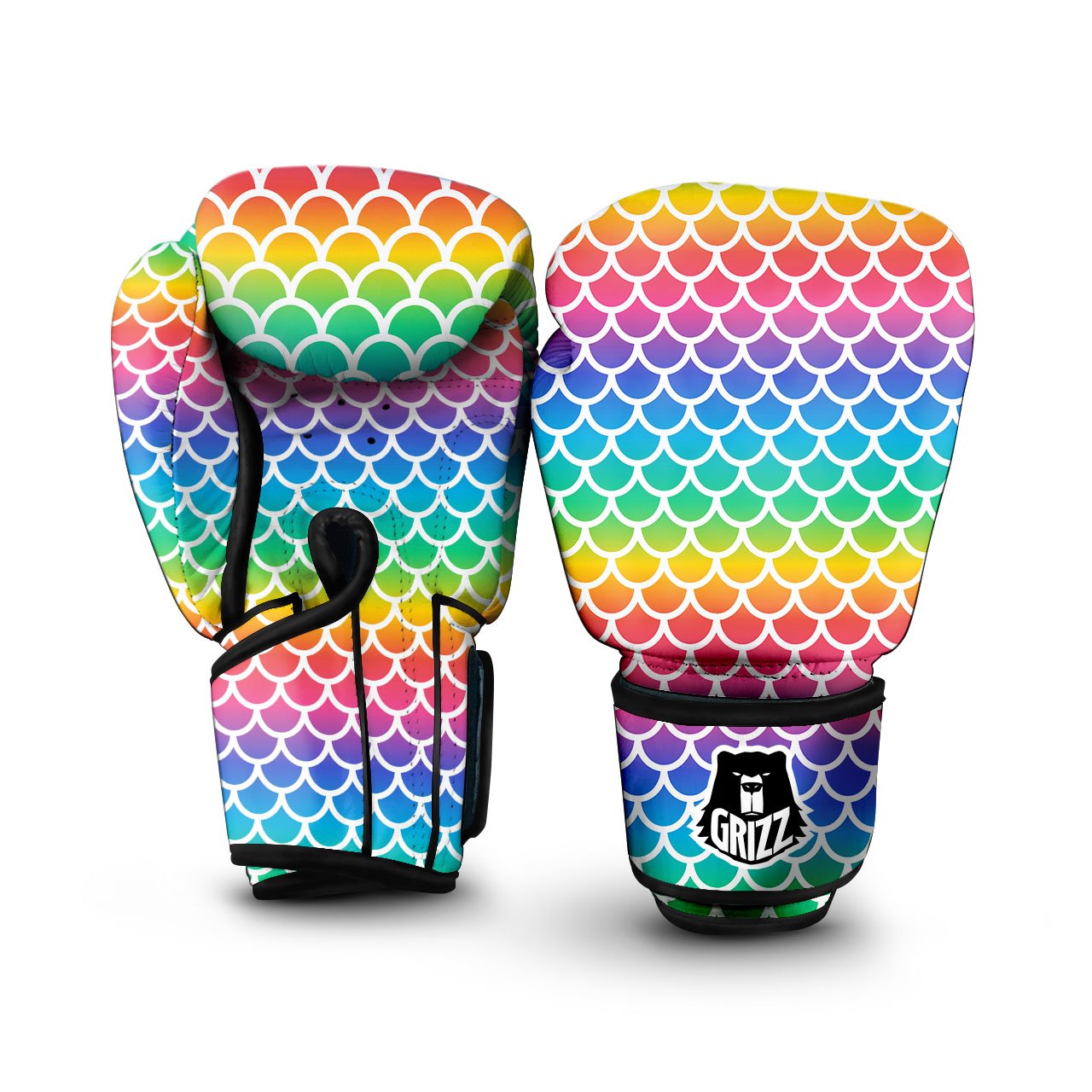 Scale Rainbow Mermaid Print Pattern Boxing Gloves