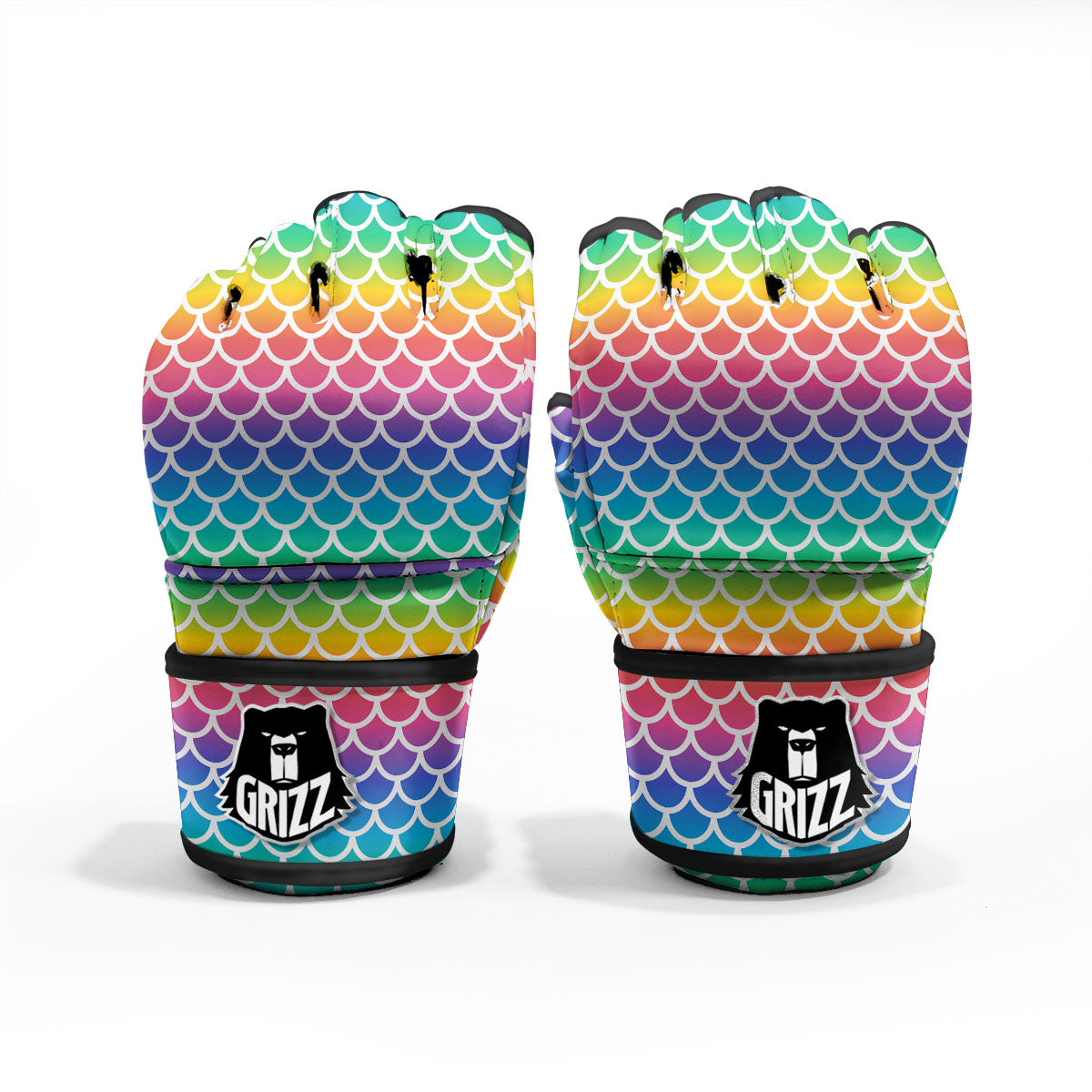 Scale Rainbow Mermaid Print Pattern MMA Gloves