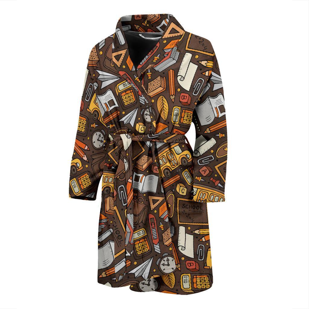 School Bus Teacher Pattern Print Men Long Robe