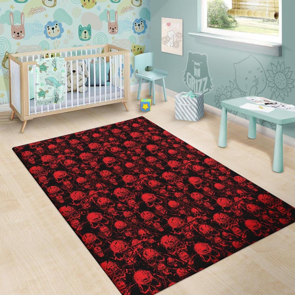 Skeleton Scary Print Pattern Floor Mat