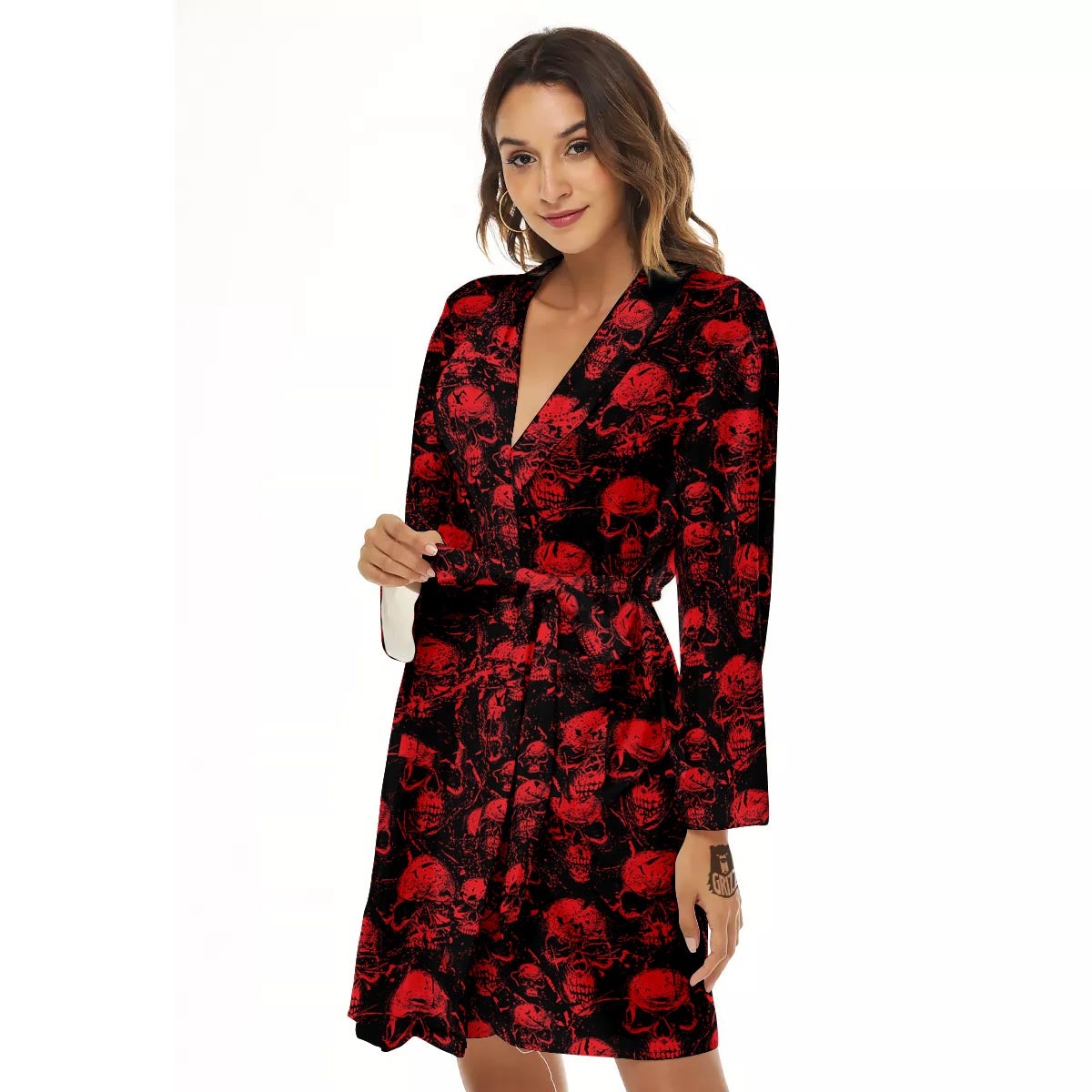 Skeleton Scary Print Pattern Women's Robe