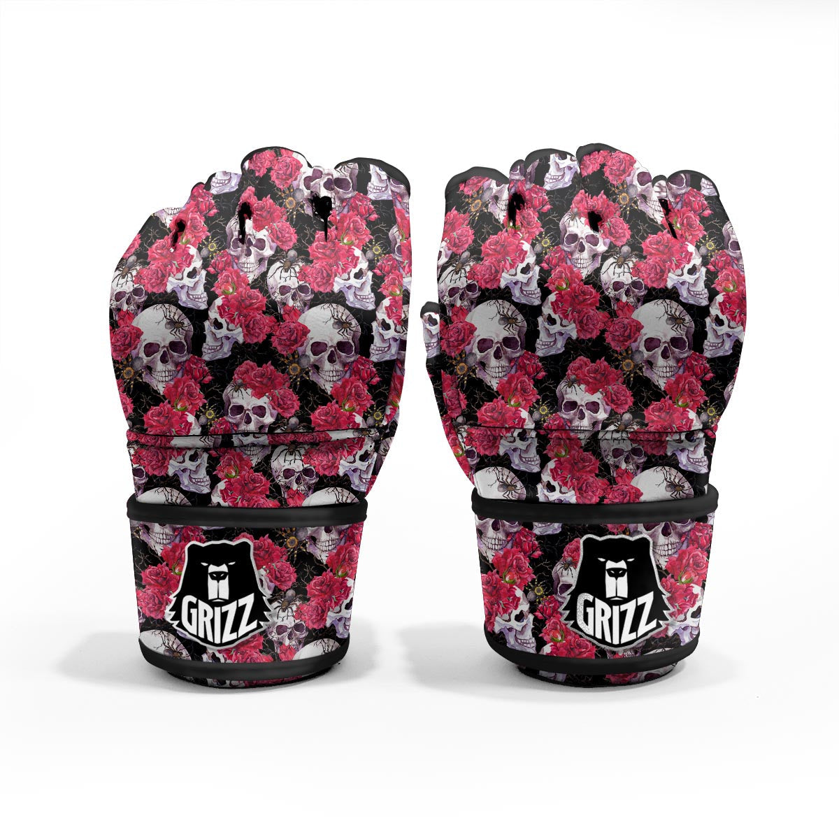 Skull And Rose Print Pattern MMA Gloves