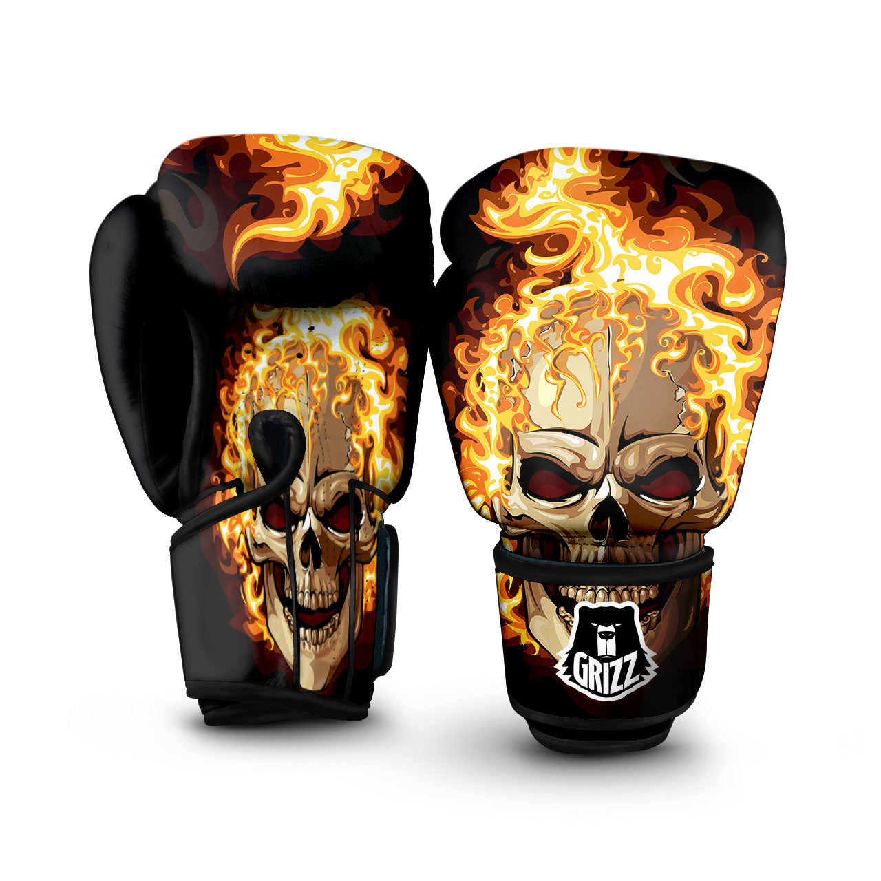 Skull Fire Print Boxing Gloves